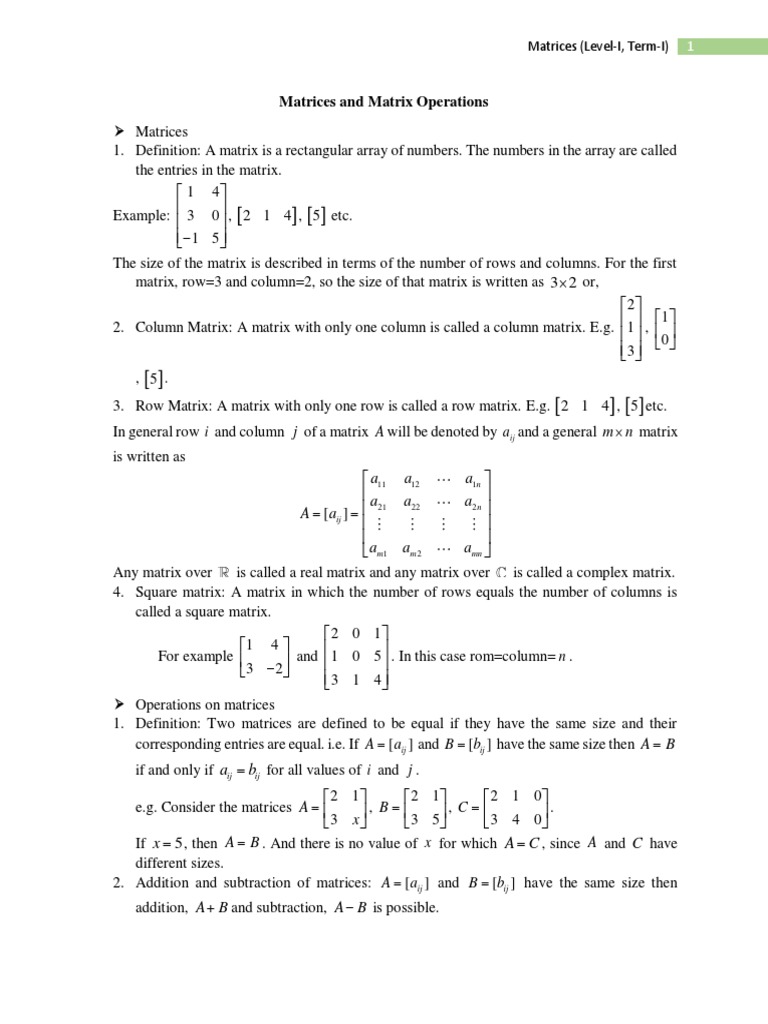 Matric Lecture 01 PDF | PDF | Matrix (Mathematics) | Functional Analysis