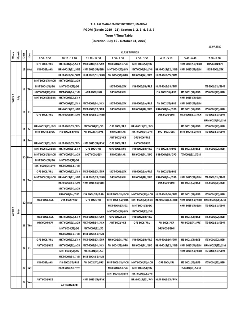 Term4 PGDM Timetable | PDF | Accountability | Leadership