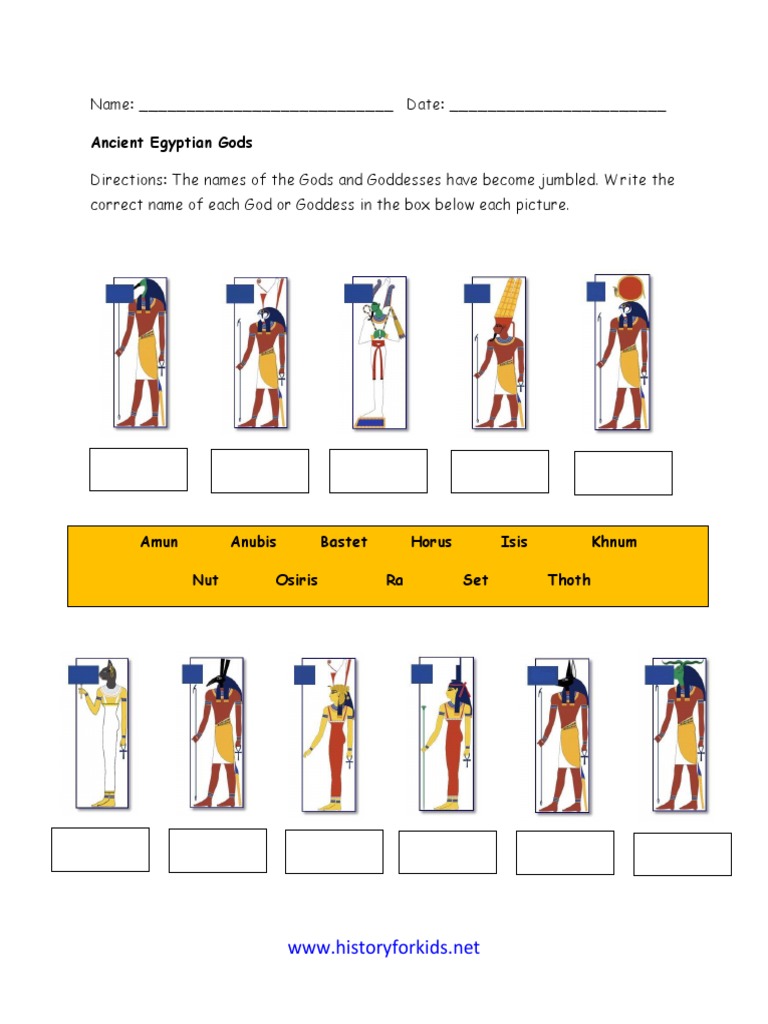 Ancient Egyptian Gods Worksheet | PDF