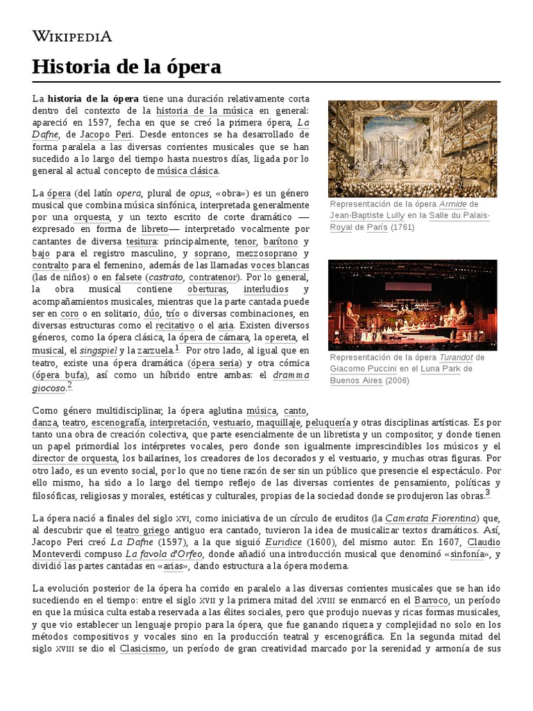 Historia de La Ópera | PDF | Ópera | Música vocal