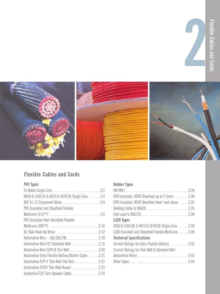 Flexible Cable Specifications Overview | PDF | Electrical Wiring ...