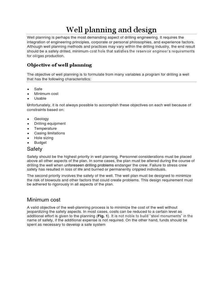Well Planning and Design | PDF