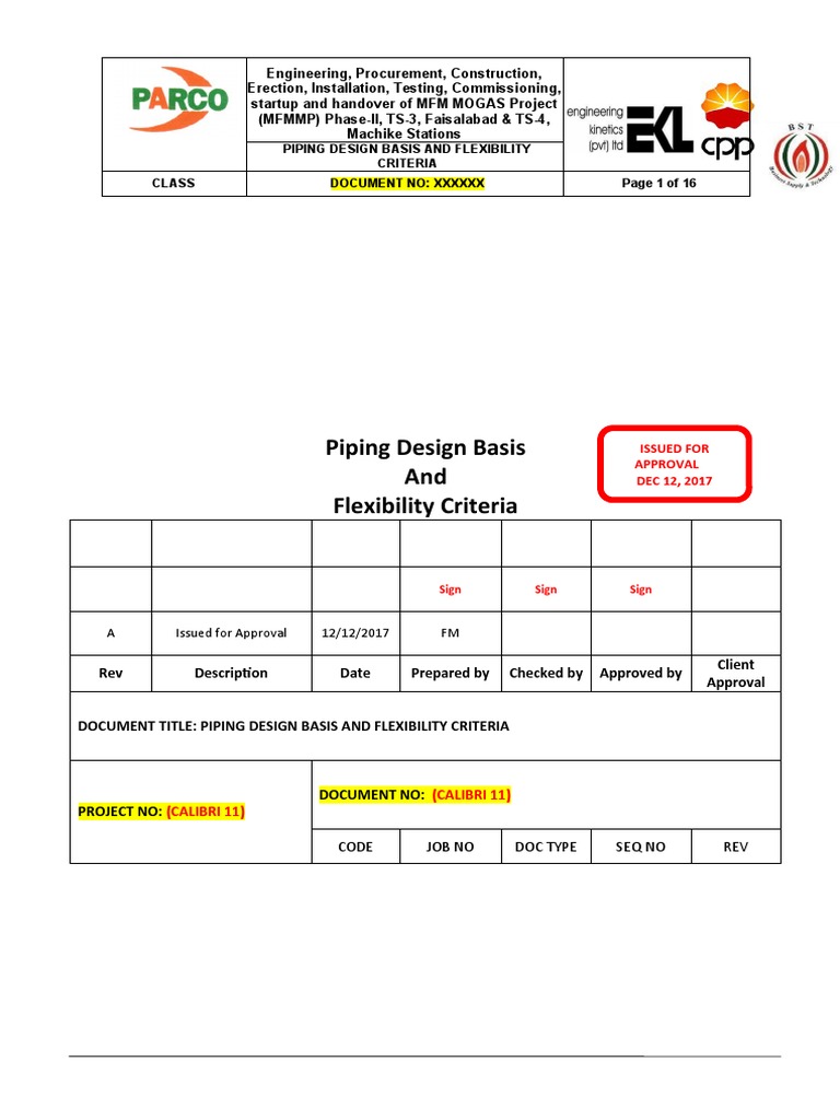 Piping Design Basis and FLexibility Criteria | PDF | Pipe (Fluid Conveyance) | Valve