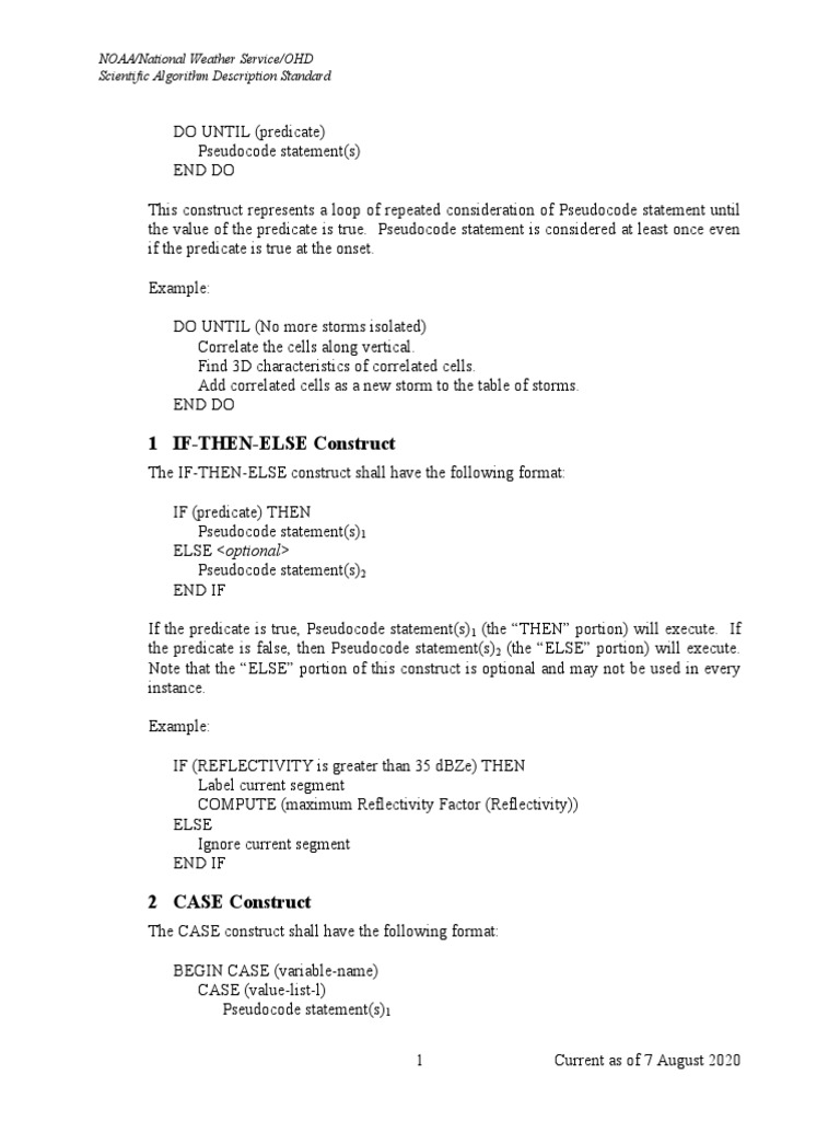 1 IF-THEN-ELSE Construct: NOAA/National Weather Service/OHD Scientific ...