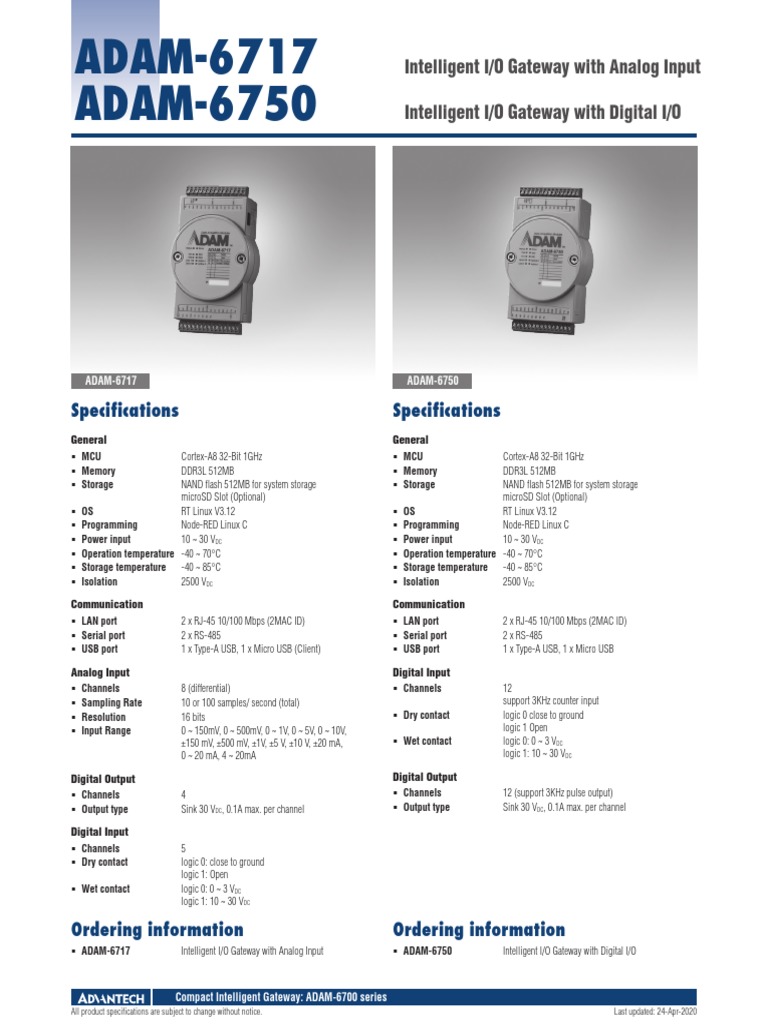 ADAM-6700 Series Intelligent I/O Gateway | PDF | Input/Output | Usb