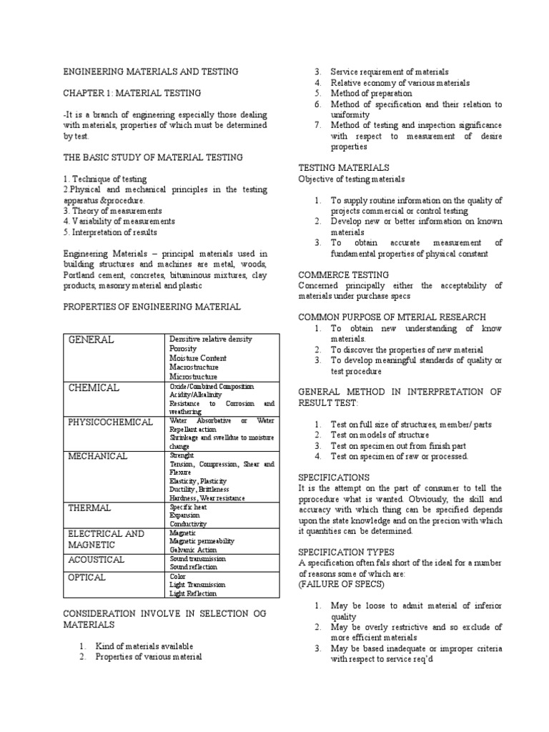 Engineering Materials And Testing Pdf Strength Of Materials Yield