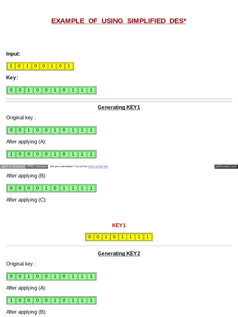 Example of Using S - Des | PDF | Html | Computing