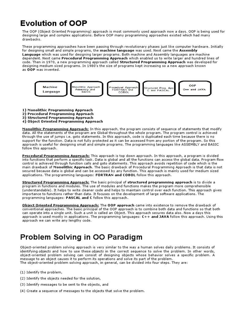 Evolution of OOP: Problem Solving in OO Paradigm | PDF | Object ...