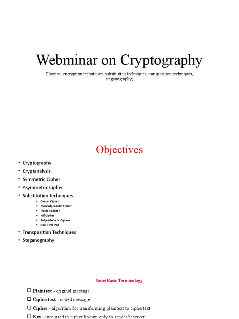 Overview of Classical Cryptography Techniques | PDF | Cryptography | Cipher