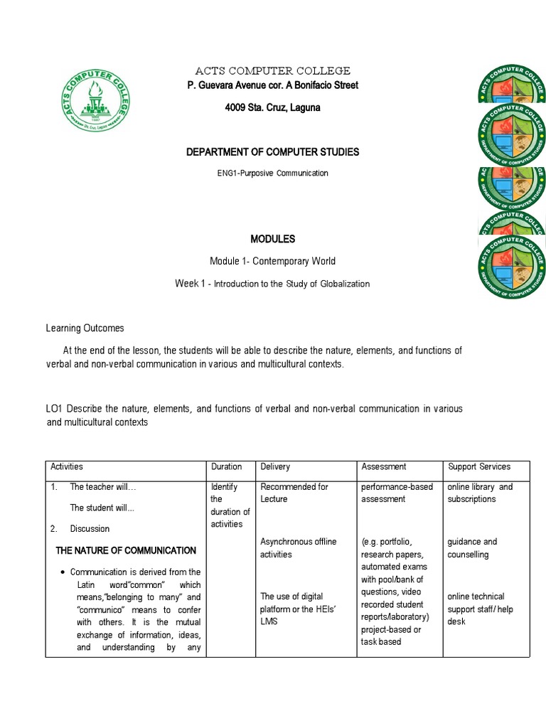 Contemporary World Module 1 | PDF | Nonverbal Communication | Communication