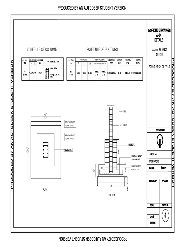 Schedule of Columns Schedule of Footings: Major Project Design | PDF