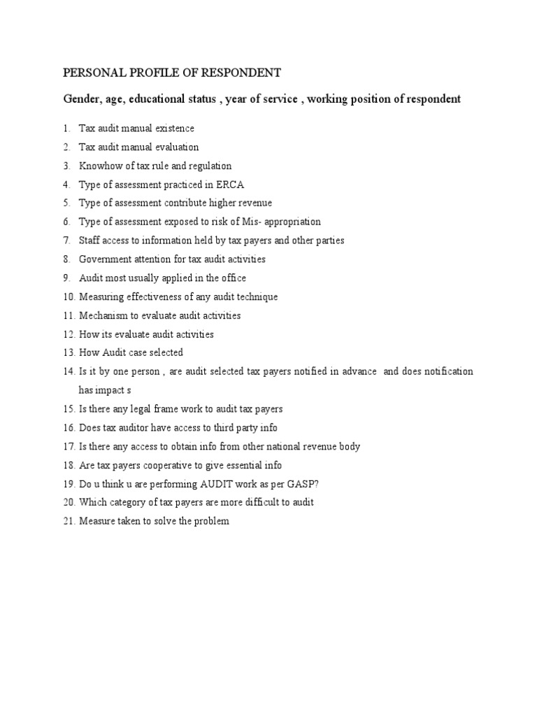 Personal Profile of Respondent | PDF