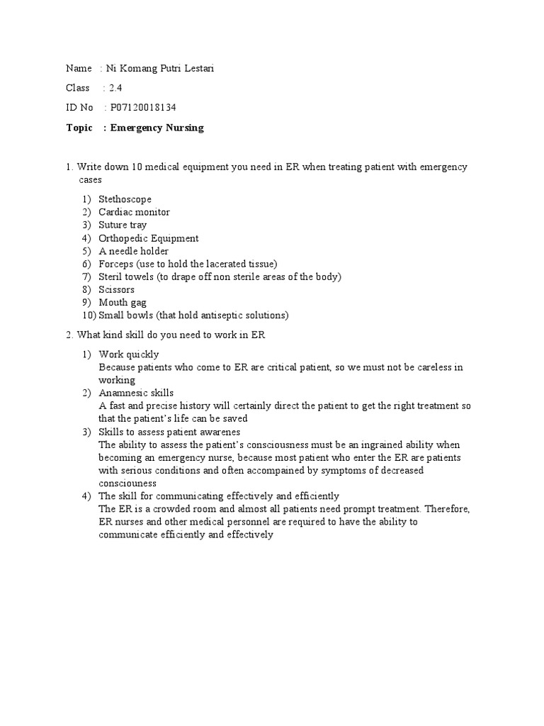 Essential ER Equipment and Skills | PDF