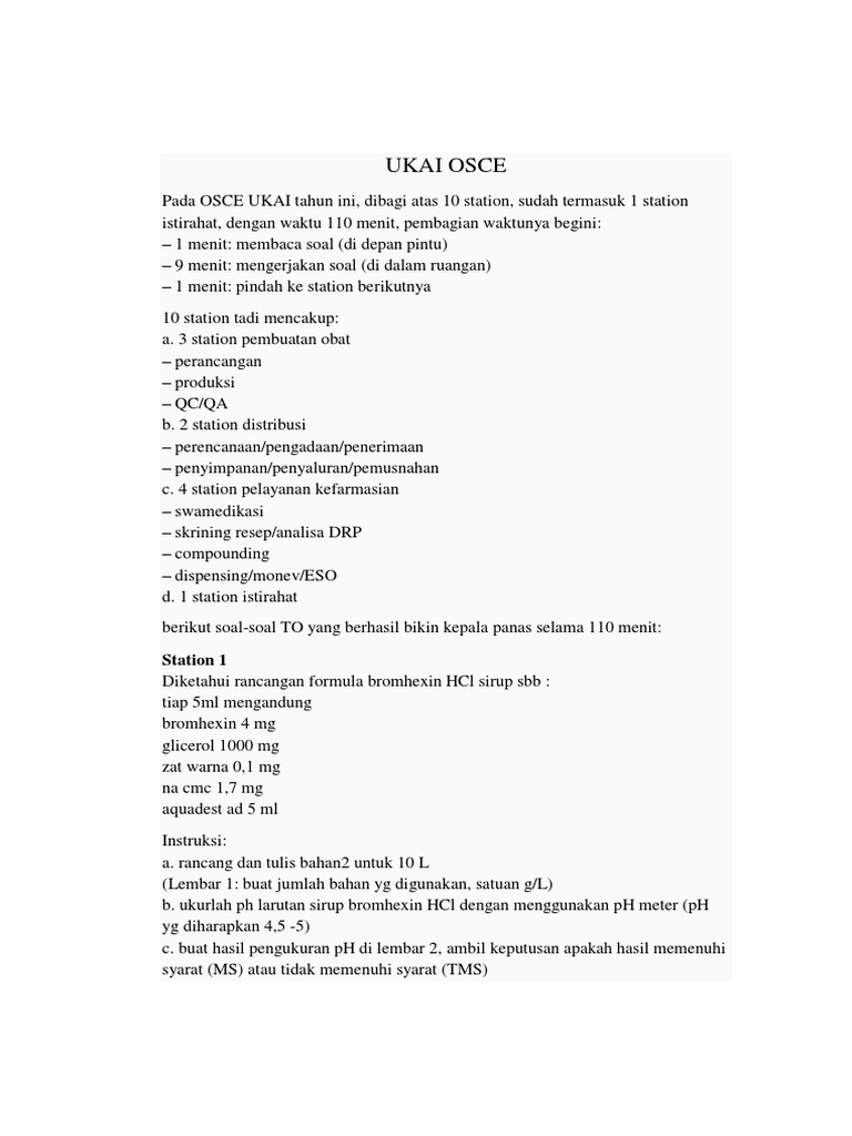 Simulasi OSCE UKAI untuk Apoteker | PDF