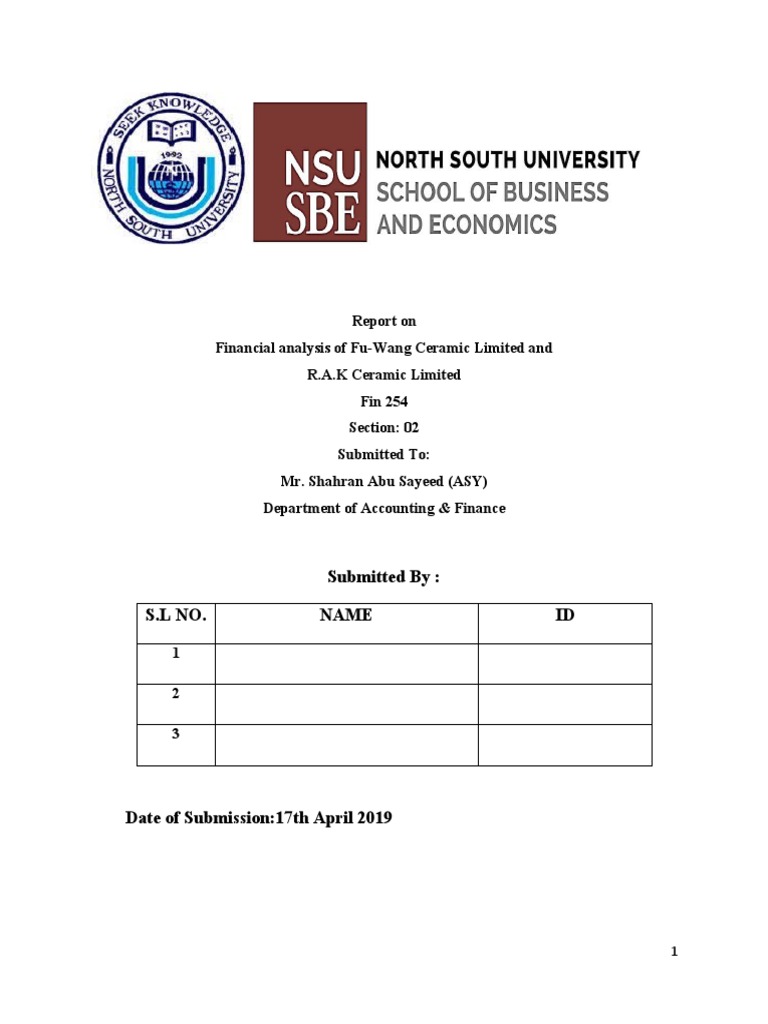 Fin254 Report RAK & Fu-Wang | PDF | Return On Equity | Expense