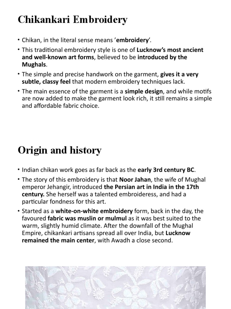 Chikankari Embroidery: History & Techniques | PDF | Handicrafts | Clothing