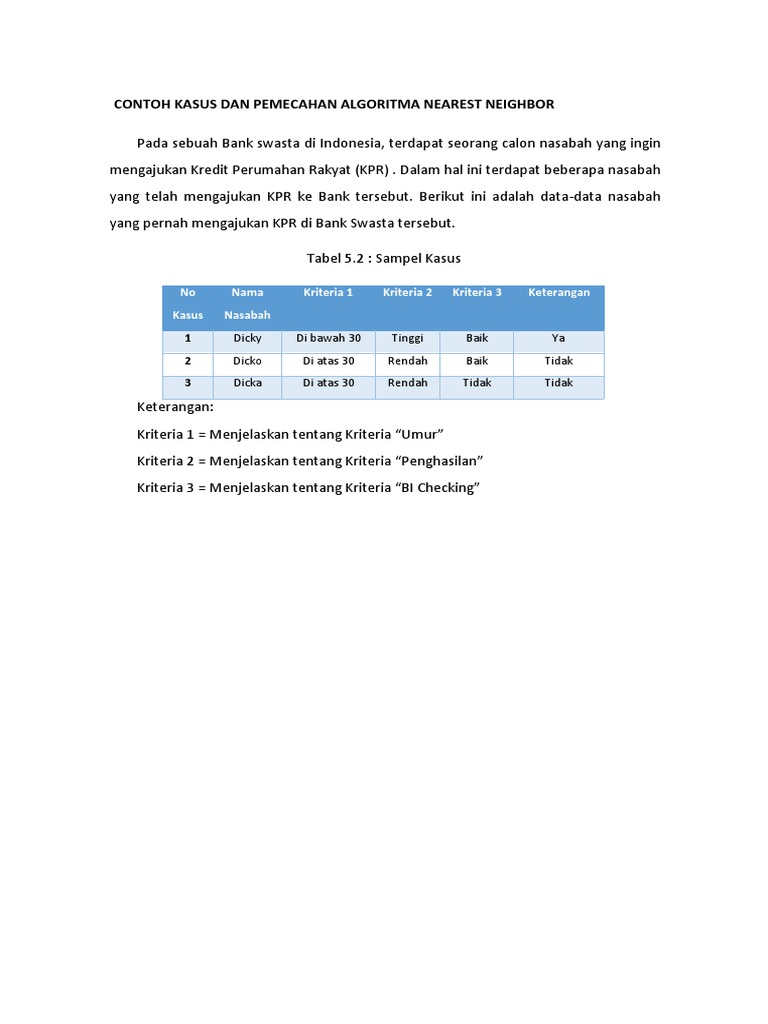 Contoh Algoritma Nearest Neighbor | PDF