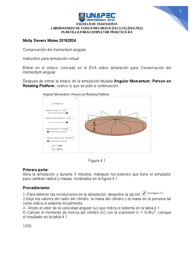 Practica 4 | PDF | Momento angular | Impulso