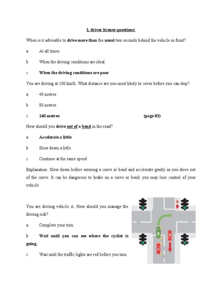 Driver's license test questions and answers | PDF | Traffic ...