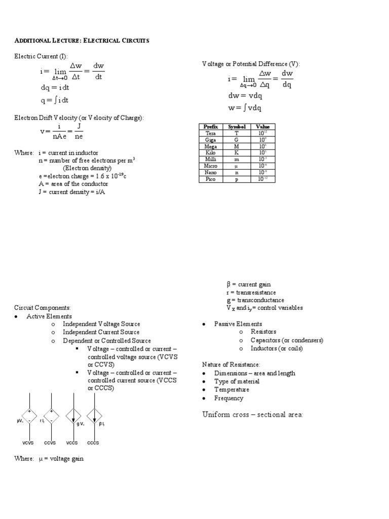 3+formulas Add Elex Circuits | PDF | Electrical Resistance And ...
