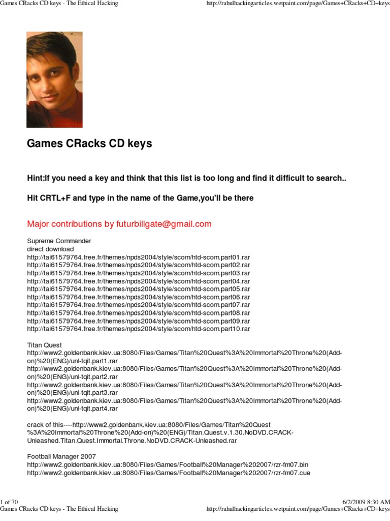 Games CRacks CD Keys - The .. | PDF | Sequel | Video Game Franchises
