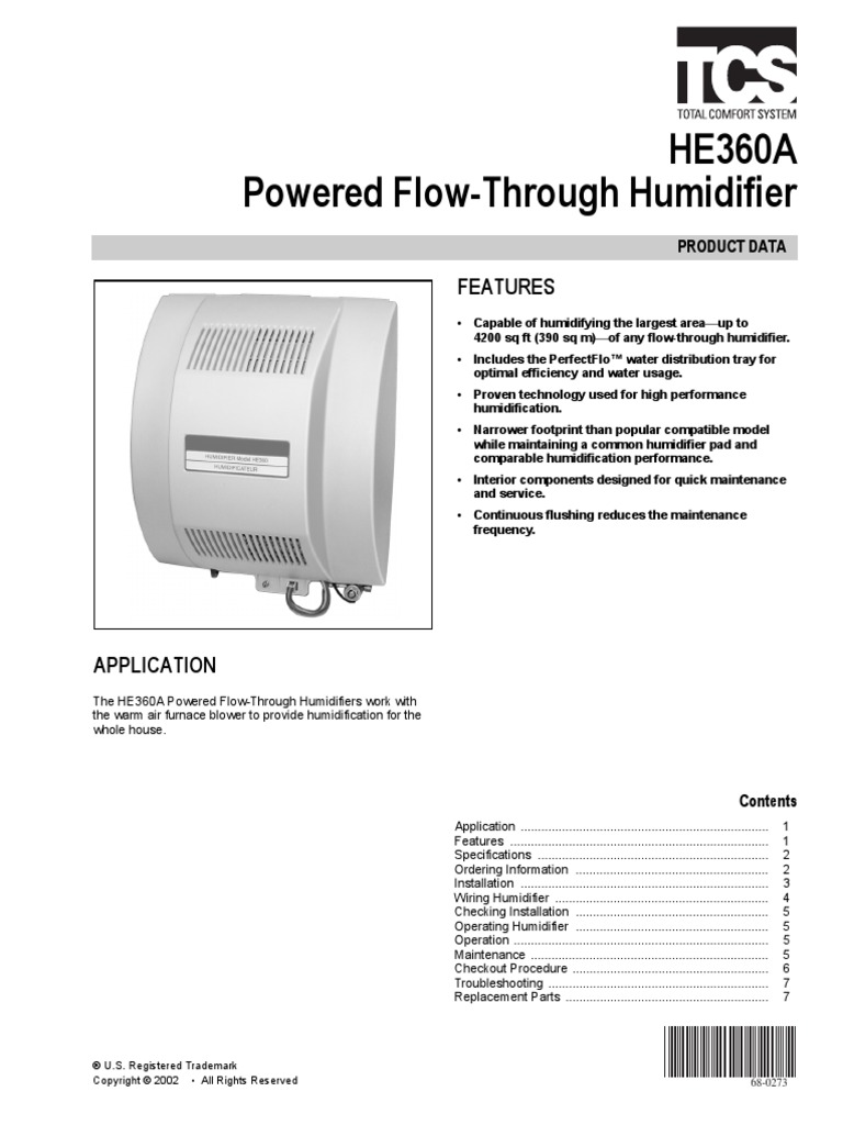 HE360A Powered Flow-Through Humidifier: Features | PDF | Air ...