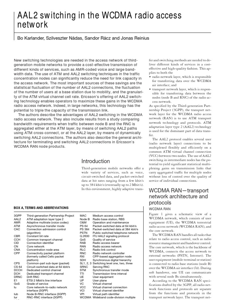 ATM in WCDMA | PDF | Asynchronous Transfer Mode | Computer Network