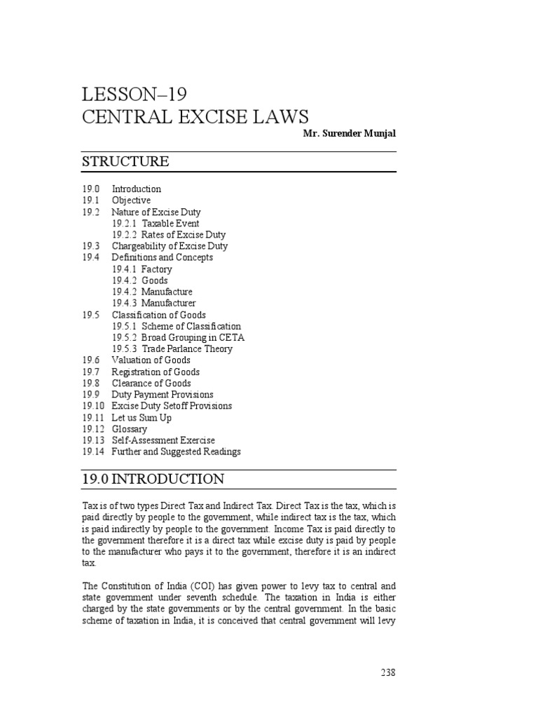lesson on excise duty | Excise | Value Added Tax