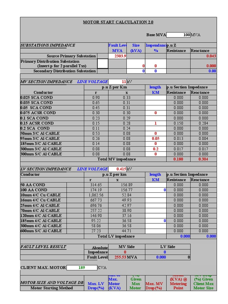 Motor Start Calculation and Impedance Analysis | PDF | Electrical ...