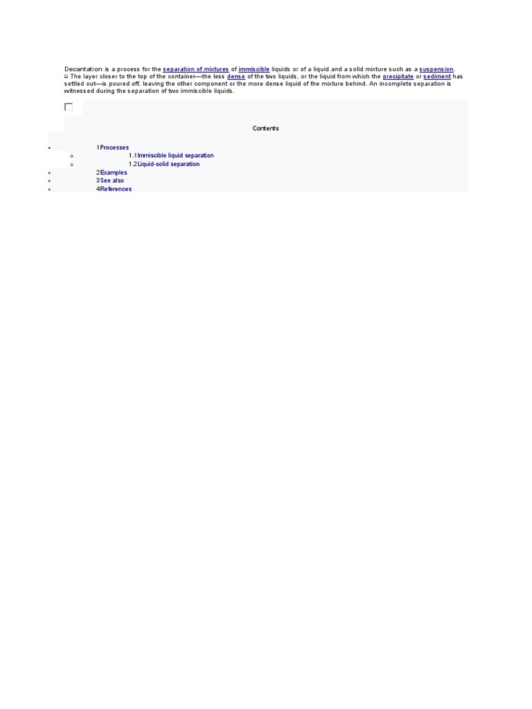 Decantation: Separating Liquids & Solids | PDF