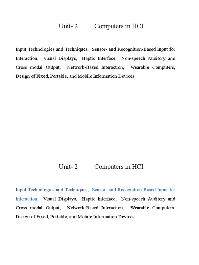HCI Input Technologies & Sensors | PDF | Sensor | Input/Output