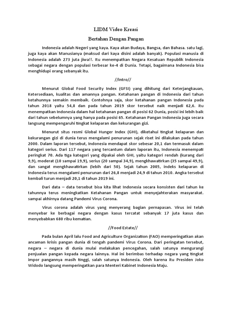 Contoh Narasi Video Kreasi | PDF