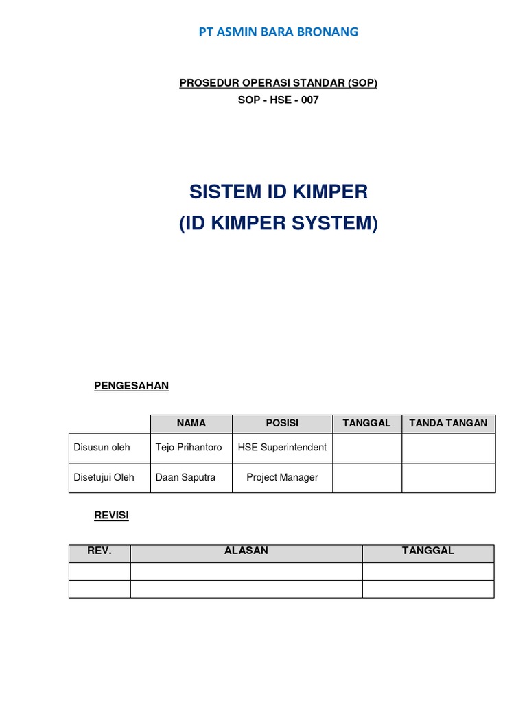 Sistem Id Kimper Id Kimper System | PDF