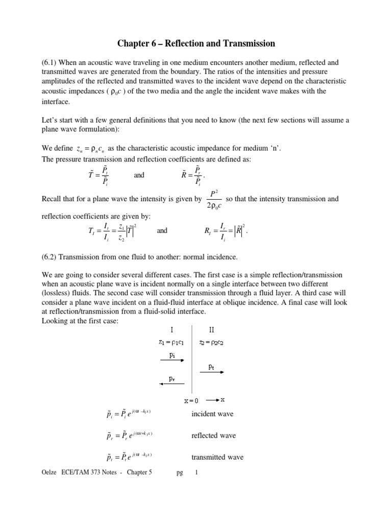 Wave Reflection and Transmission Coefficients | PDF | Waves ...