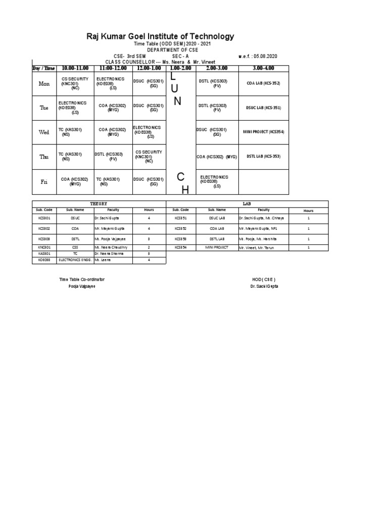 Online Class Time Table 2020-21 | PDF | Systems Science | Computer Science