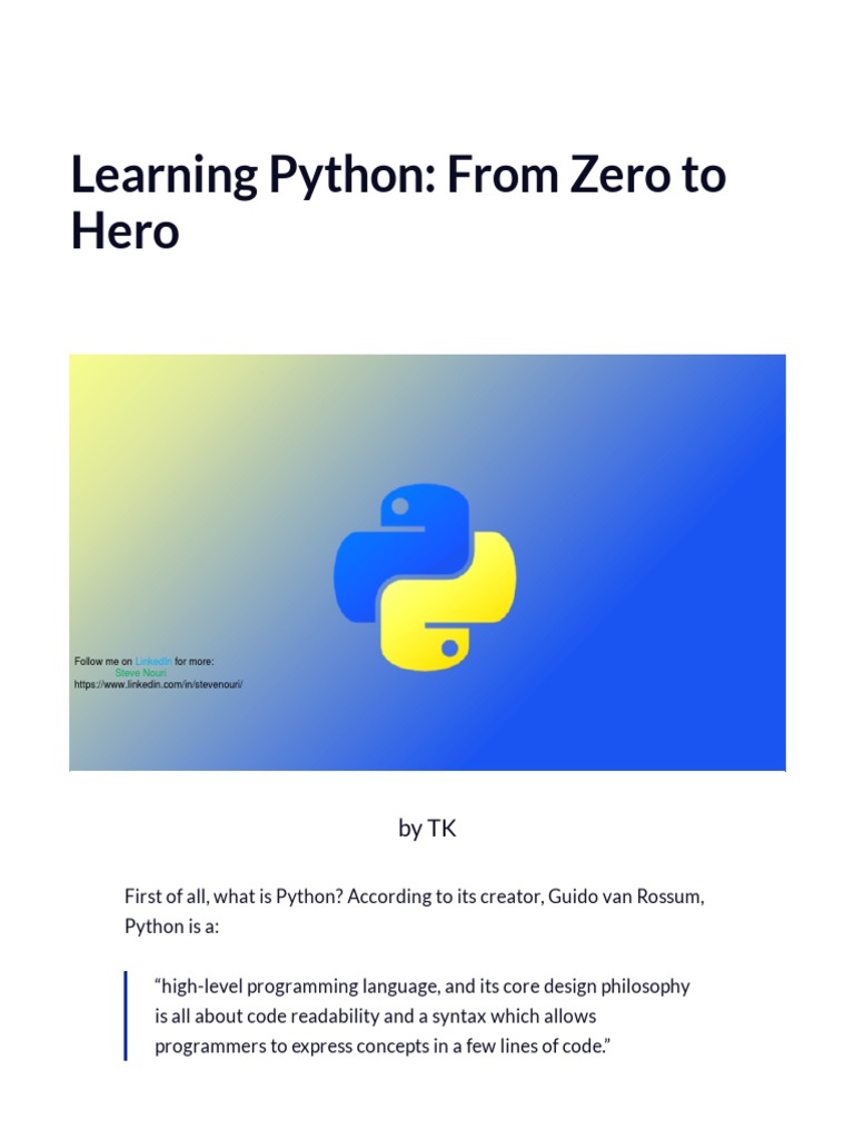 Learning Python: From Zero To Hero: by TK | PDF | Class (Computer ...
