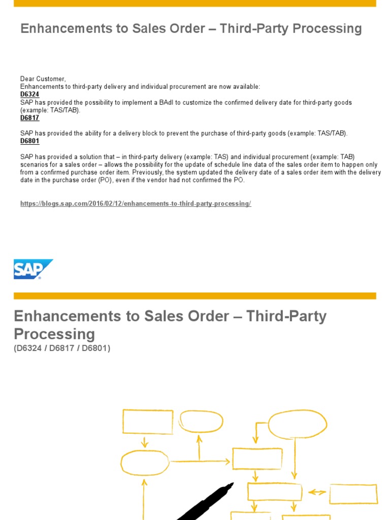 Enhancements To Sales Order - Third-Party Processing | PDF | Sap Se ...