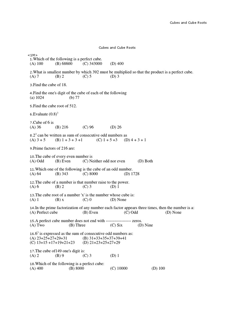 Cubes and Cube Roots Explained | PDF | Number Theory | Numbers
