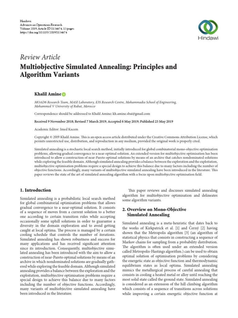 Multiobjective Simulated Annealing Principles and A | PDF ...