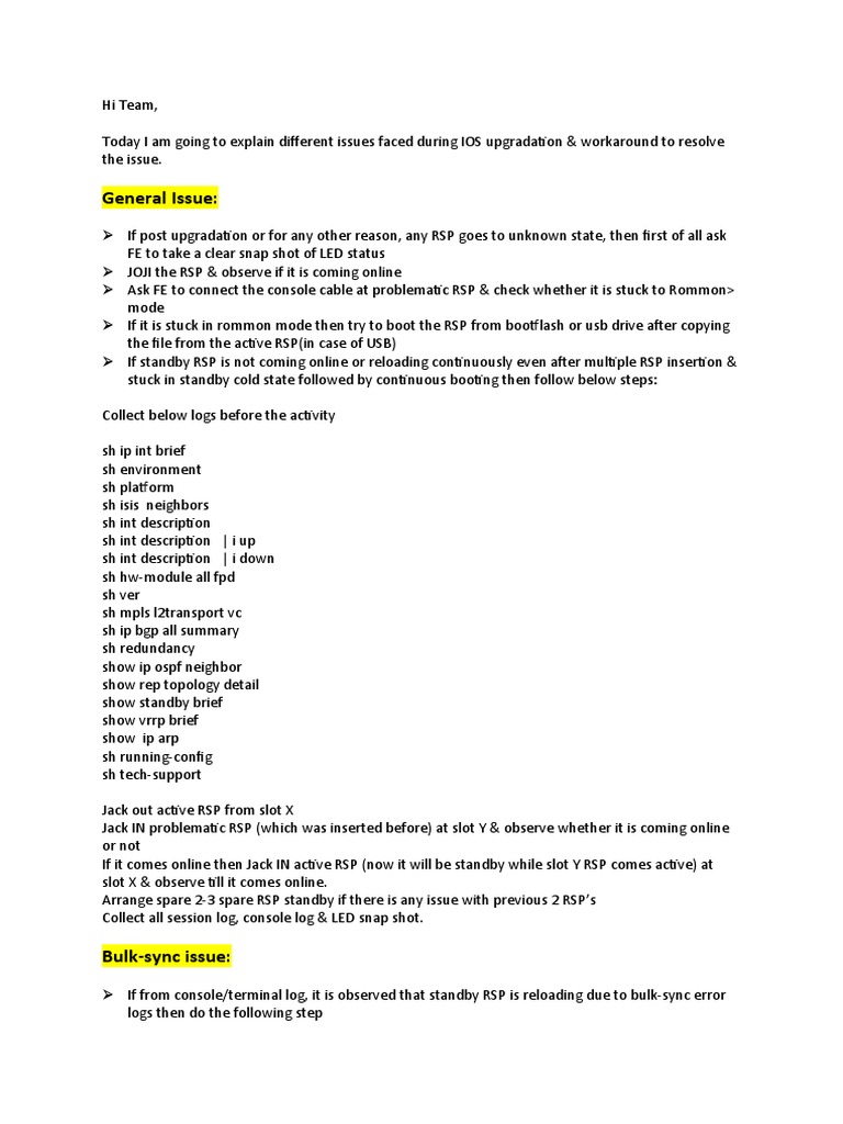 RSP Troubleshooting Guide | PDF | Booting | Software