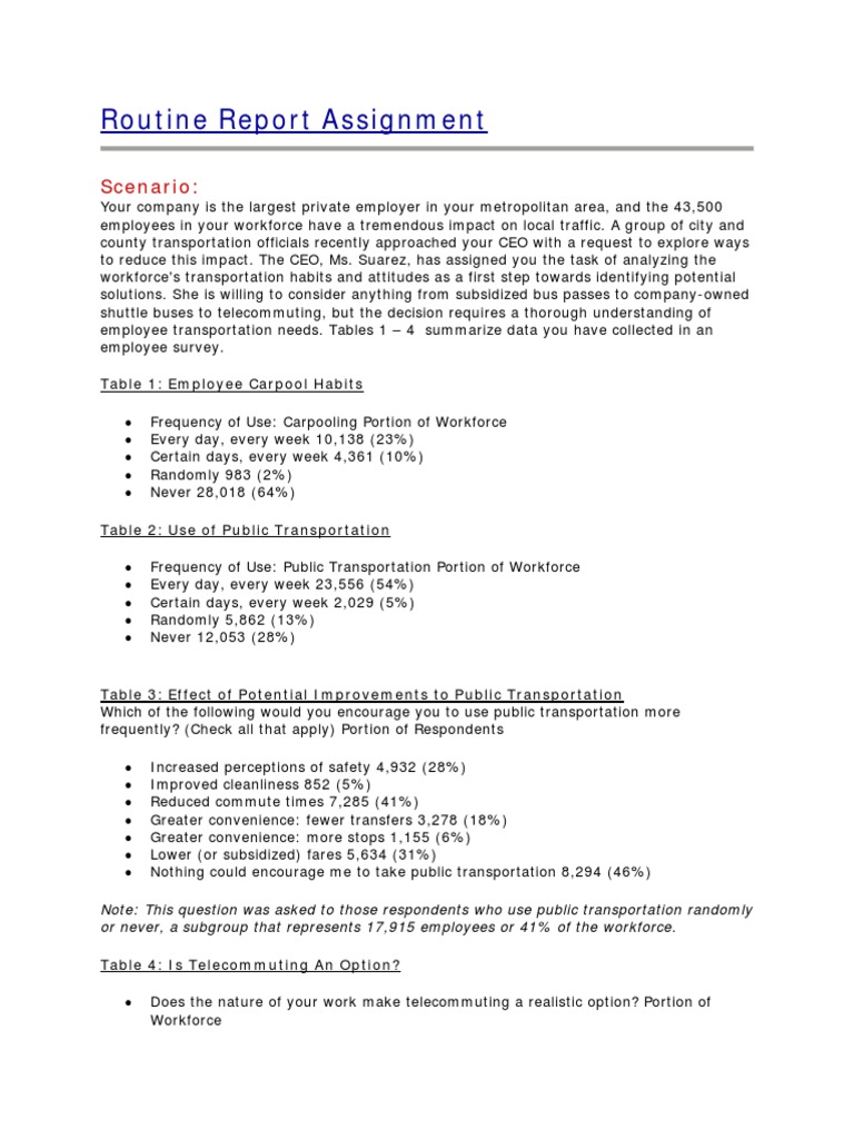 Routine Report Assignment: Scenario | PDF | Public Transport ...