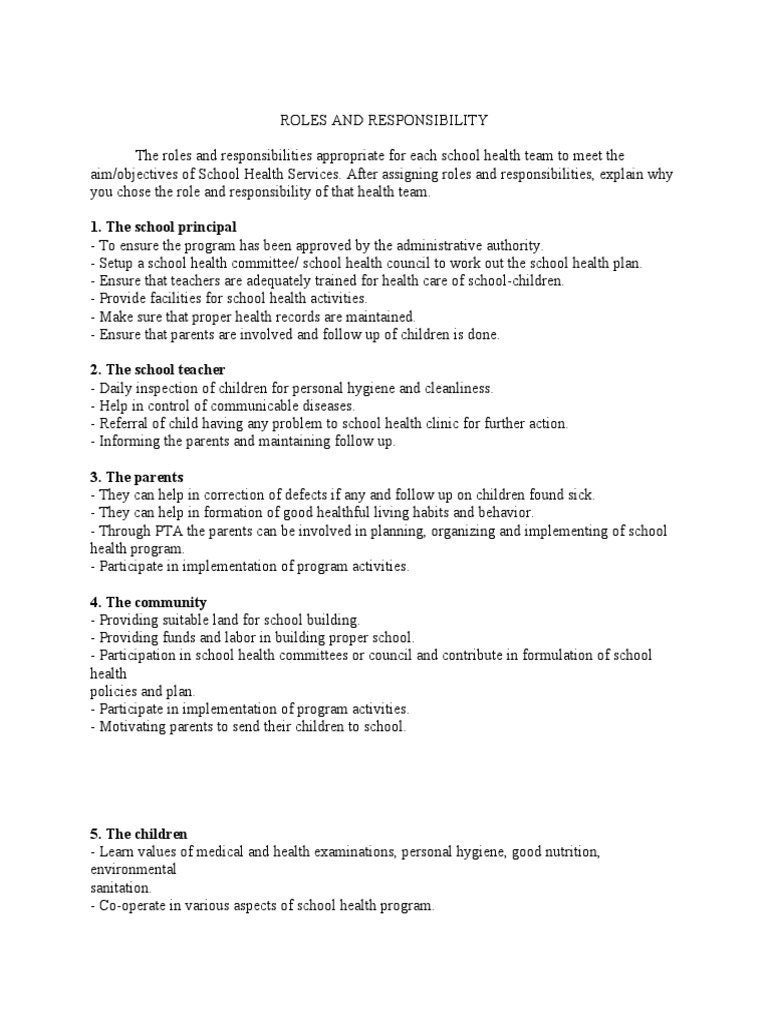 School Health Team Roles Explained | PDF | Special Education | Health Care