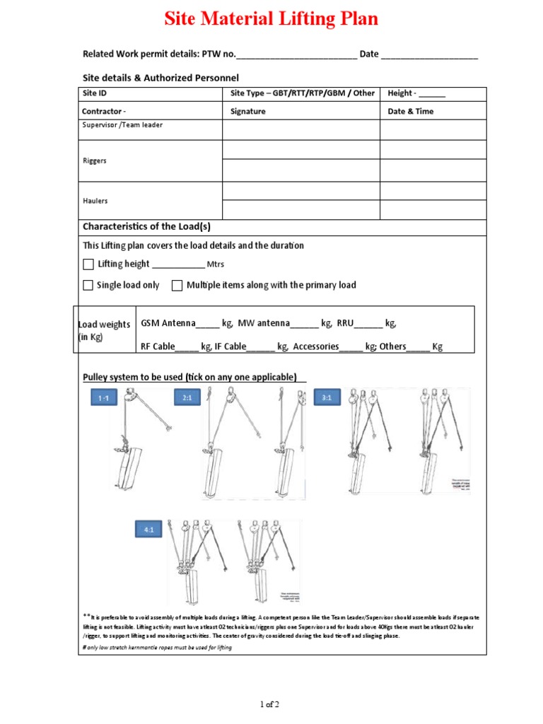 Site Material Lifting Plan Overview | PDF | Business