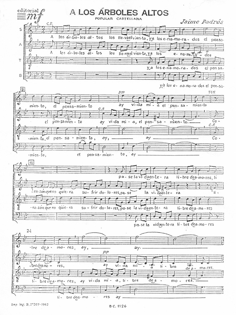 A Los Árboles Altos - Harm. Jaime Padrós - SATB | PDF
