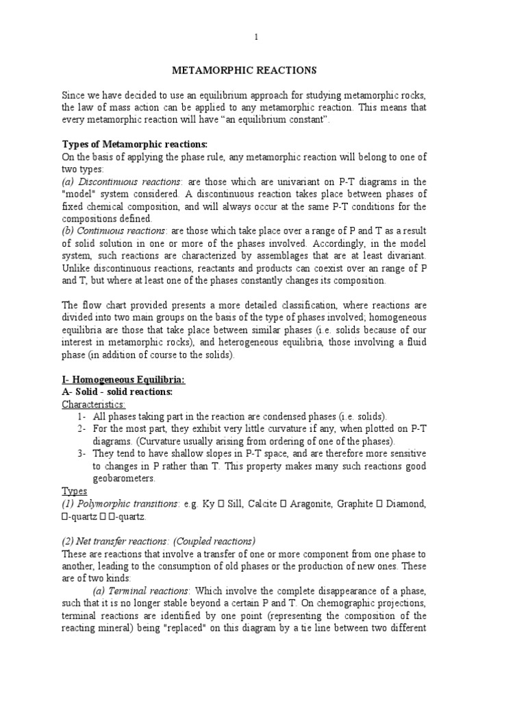 Metamorphic Reactions | PDF | Chemical Equilibrium | Phase (Matter)
