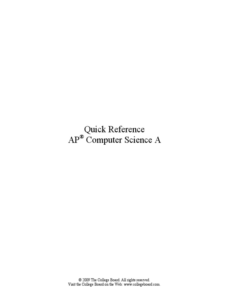 Ap Comp Sci A Quick Reference PDF | PDF | Integer (Computer Science ...