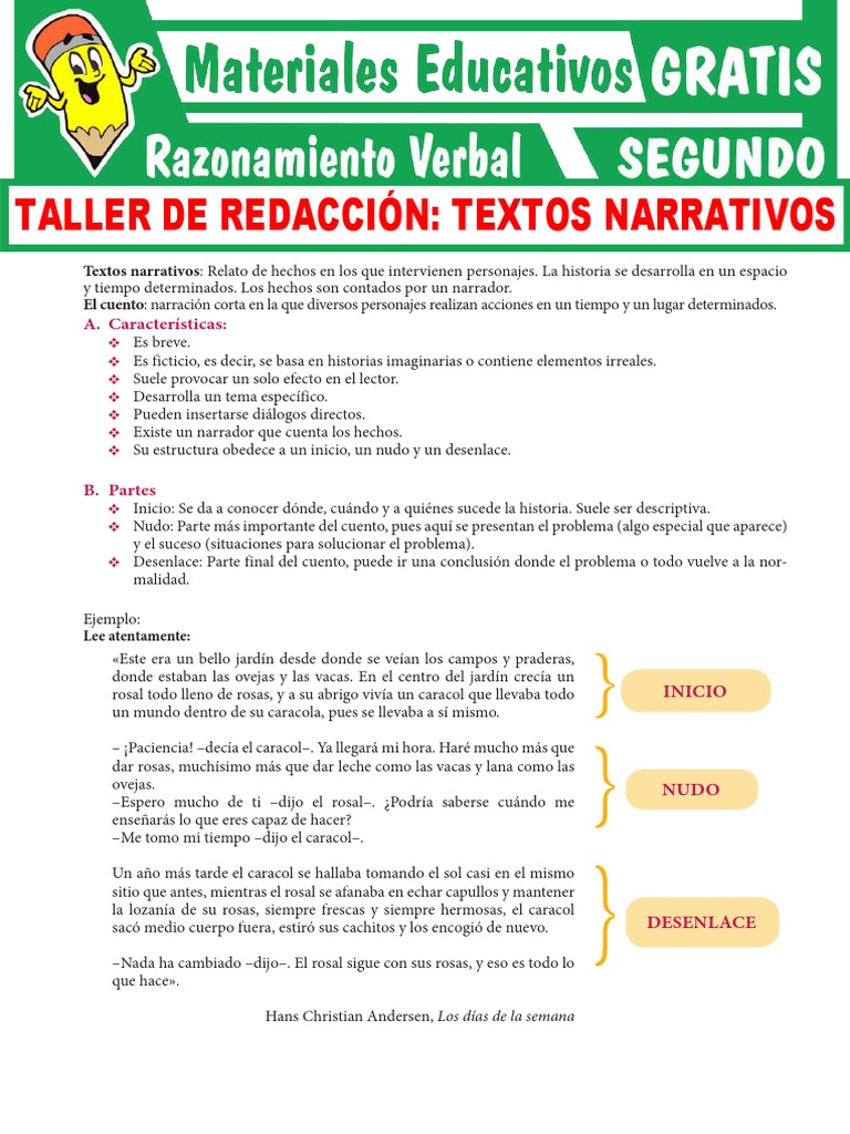 Características y Partes de Los Textos Narrativos para Segundo Grado de ...