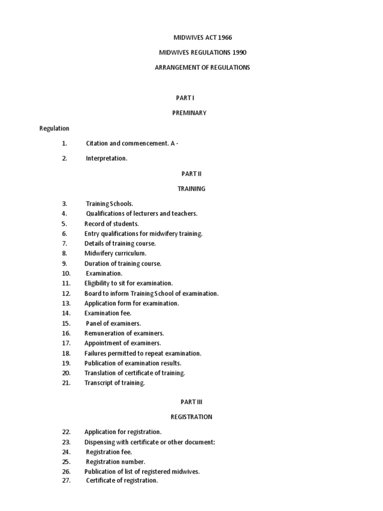 Midwives Regulations 1990 | PDF | Midwife | Nursing