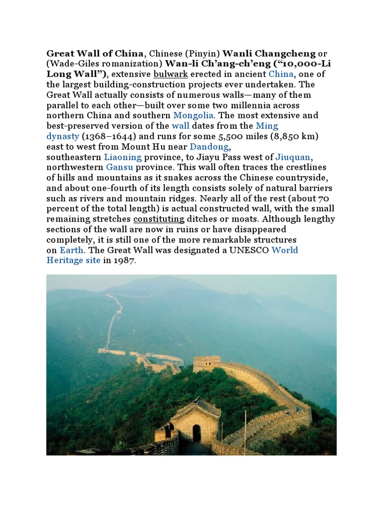 Great Wall of China | PDF | East Asia | China