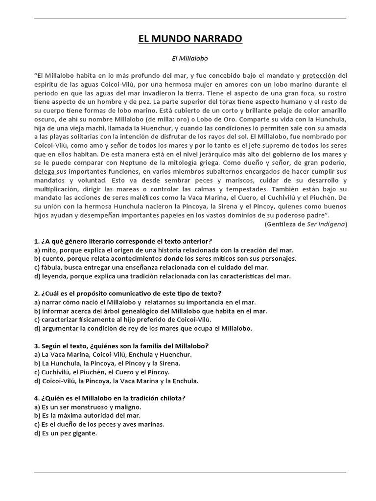 Comprensión Lectora. Millalobo | PDF | Historia